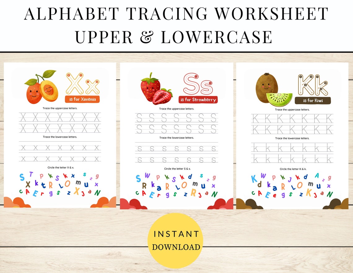 Alphabet Tracing Worksheets, Uppercase, Lowercasetoddler, Preschool ...