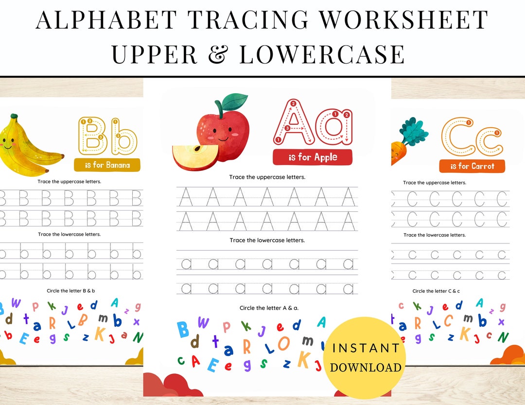 Alphabet Tracing Worksheets, Uppercase, Lowercasetoddler, Preschool ...