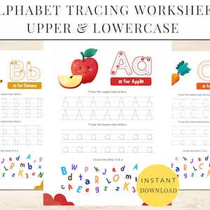 Alphabet Tracing Worksheets, Uppercase, Lowercasetoddler, Preschool ...