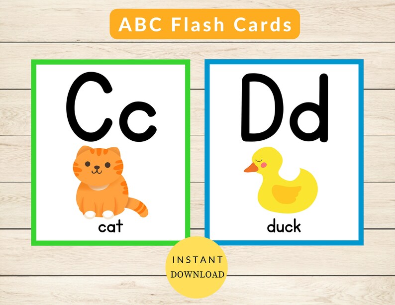ABC Flash Cards Toddlers Preschoolprintable Alphabet Early - Etsy