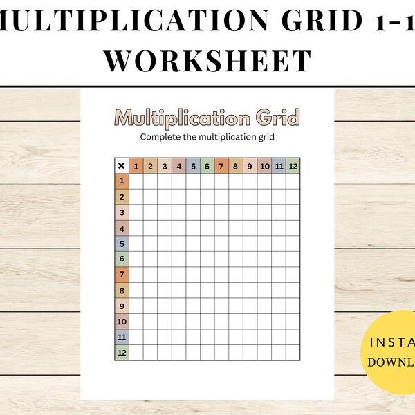 Multiplication Chart Grid Worksheet - Etsy