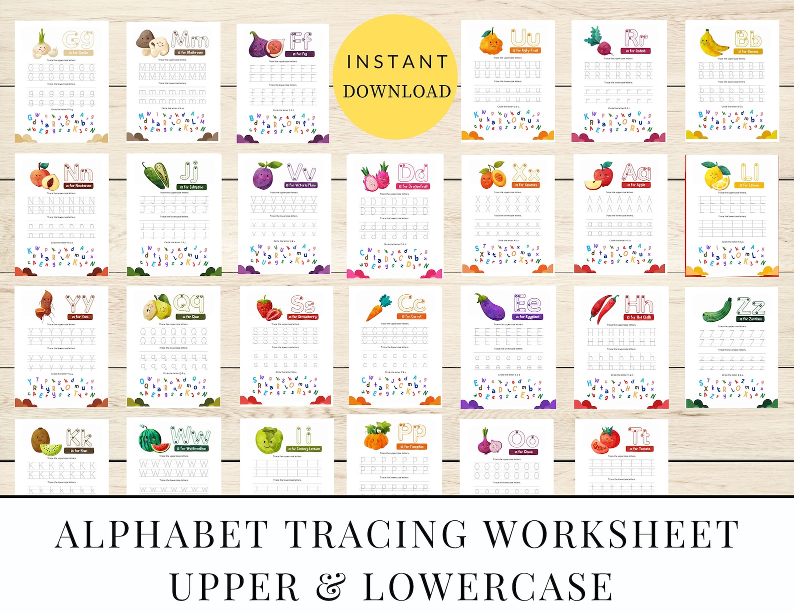 Alphabet Tracing Worksheets, Uppercase, Lowercasetoddler, Preschool ...