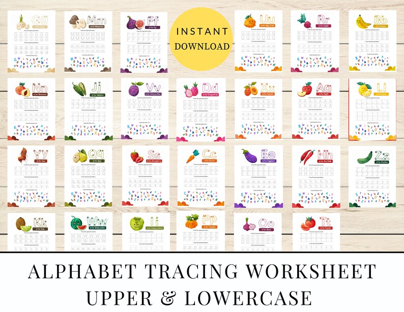 Alphabet Tracing Worksheets, Uppercase, Lowercasetoddler, Preschool ...