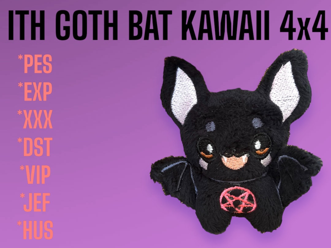ITH Goth Bat Embroidery Pattern 4x4 Gothic Bat Plush Hoop Embroidery ...