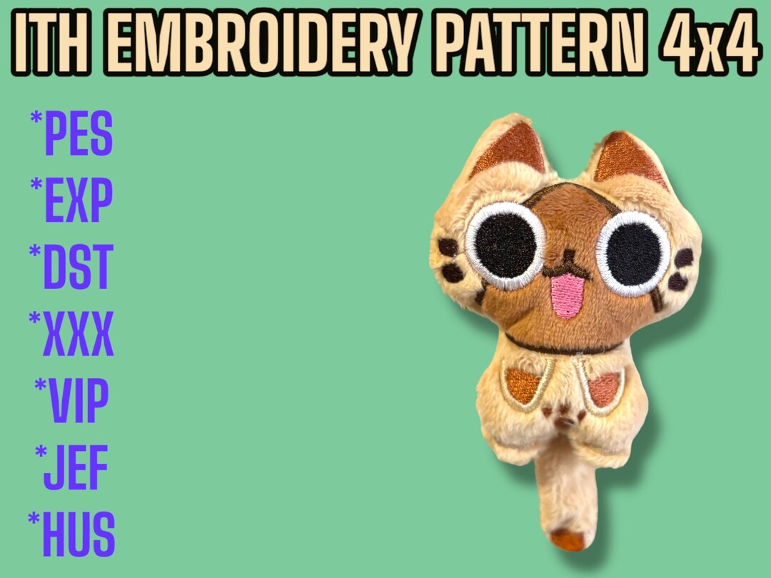 ITH Embroidery Pattern 4x4 Fanart Cat Palico MH Hoop Embroidery Pattern ...