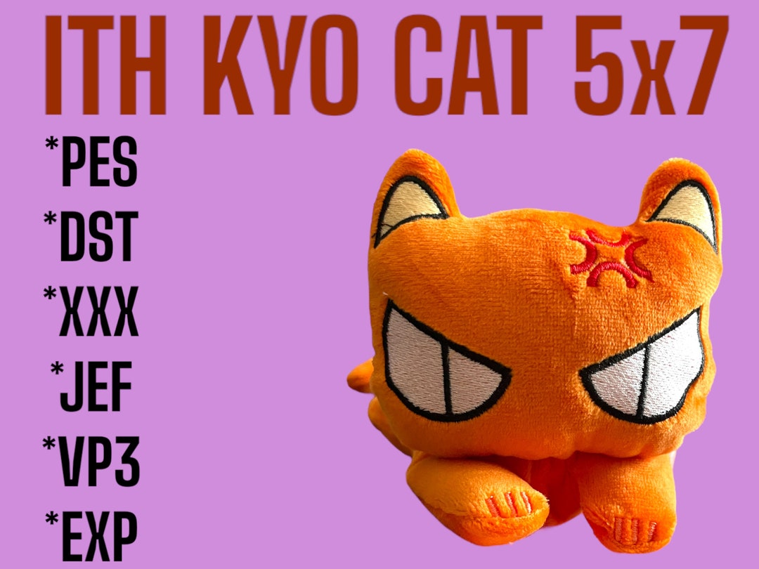 ITH Kyo Cat Fanart Manga Plush Pattern in the Hoop 5x7 Hoop Embroidery ...
