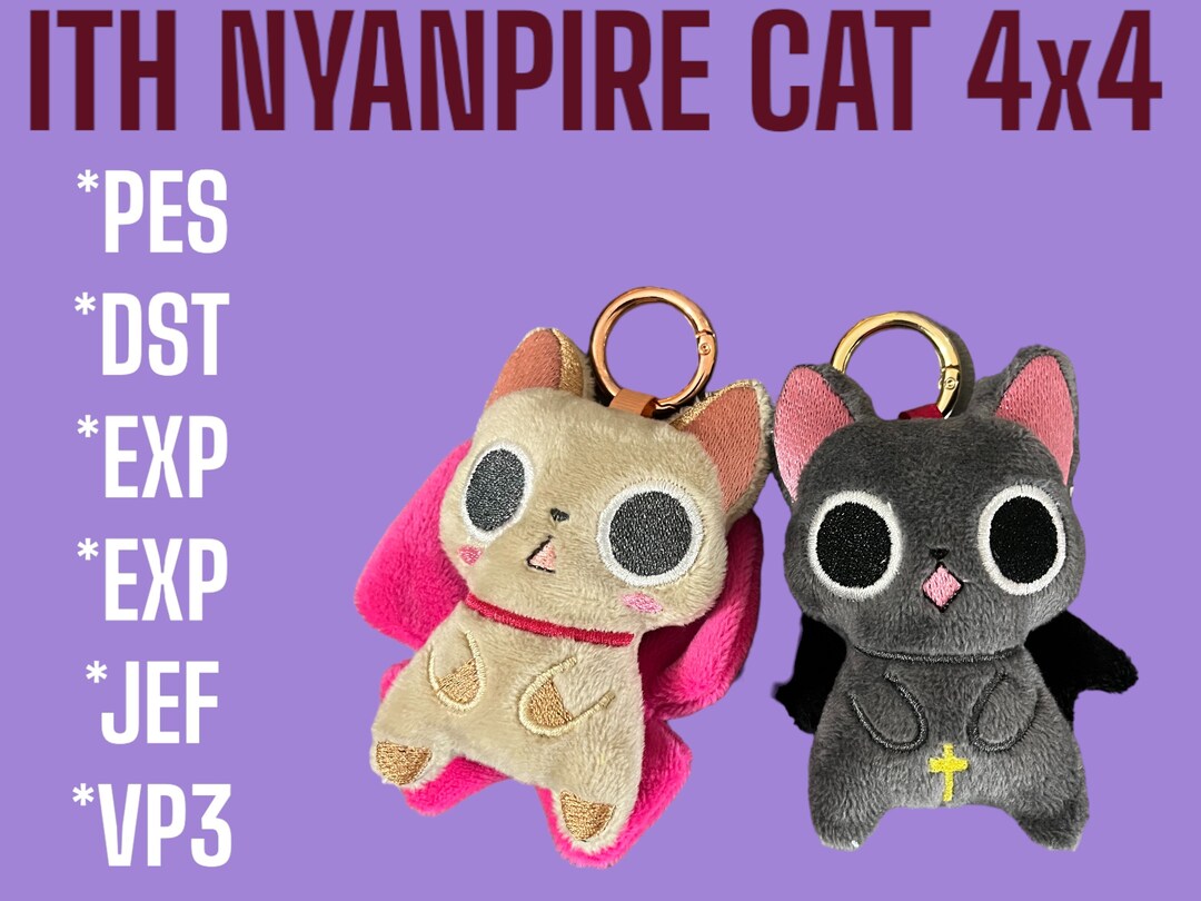 ITH Fanart Nyanpi & Chacha Cat 4x4 Hoop Embroidery Files 4x4 Manga Cute ...