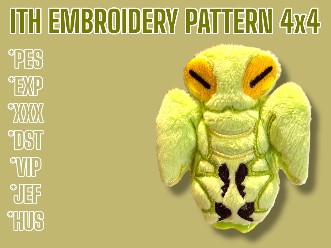 ITH Embroidery Pattern 4x4 Mantis 2 Versions Chibi Green and Orchid ...