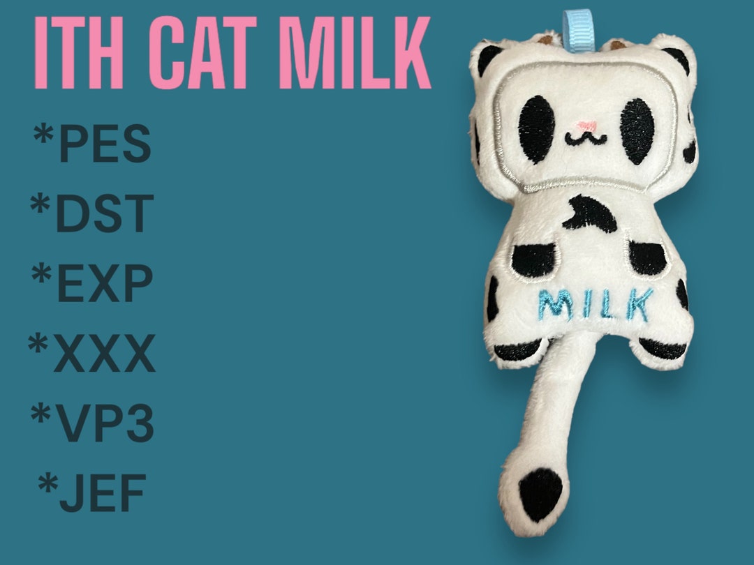 ITH Cat Milk Chibi Cat Plush in the Hoop 4x4 Hoop Embroidery Design ...