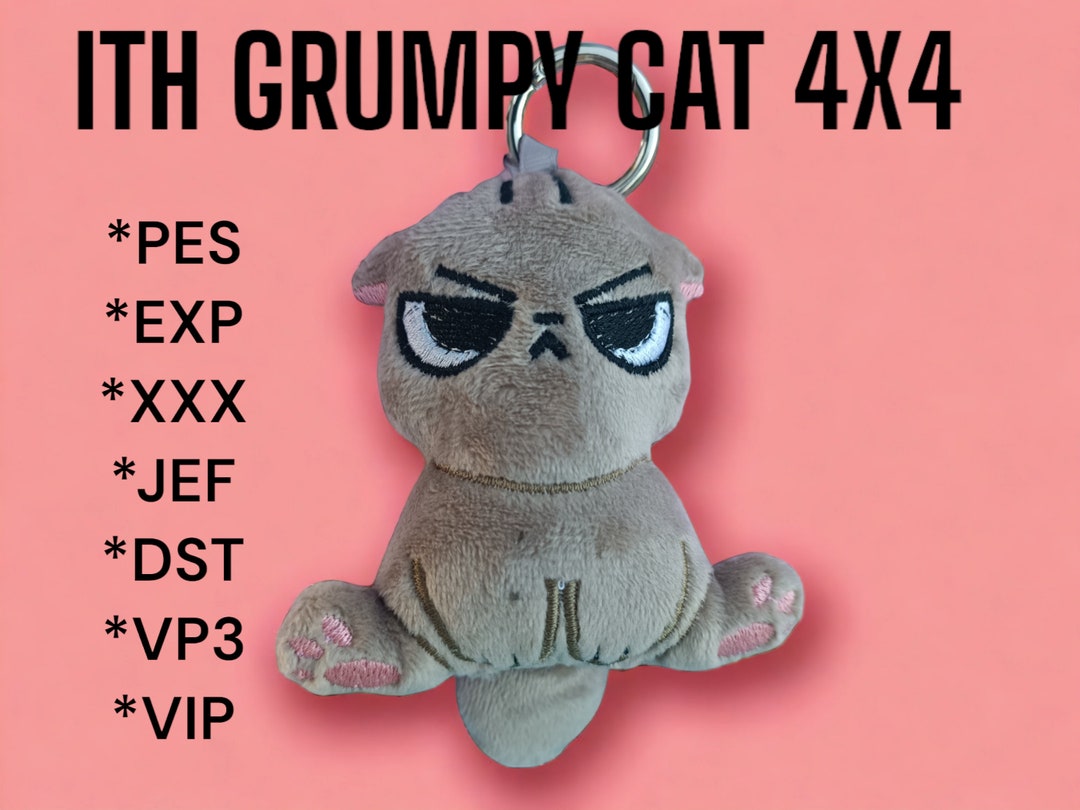 ITH in the Hoop Grumpy Cat 4x4 Chibi Cat Embroidery Design File - Etsy