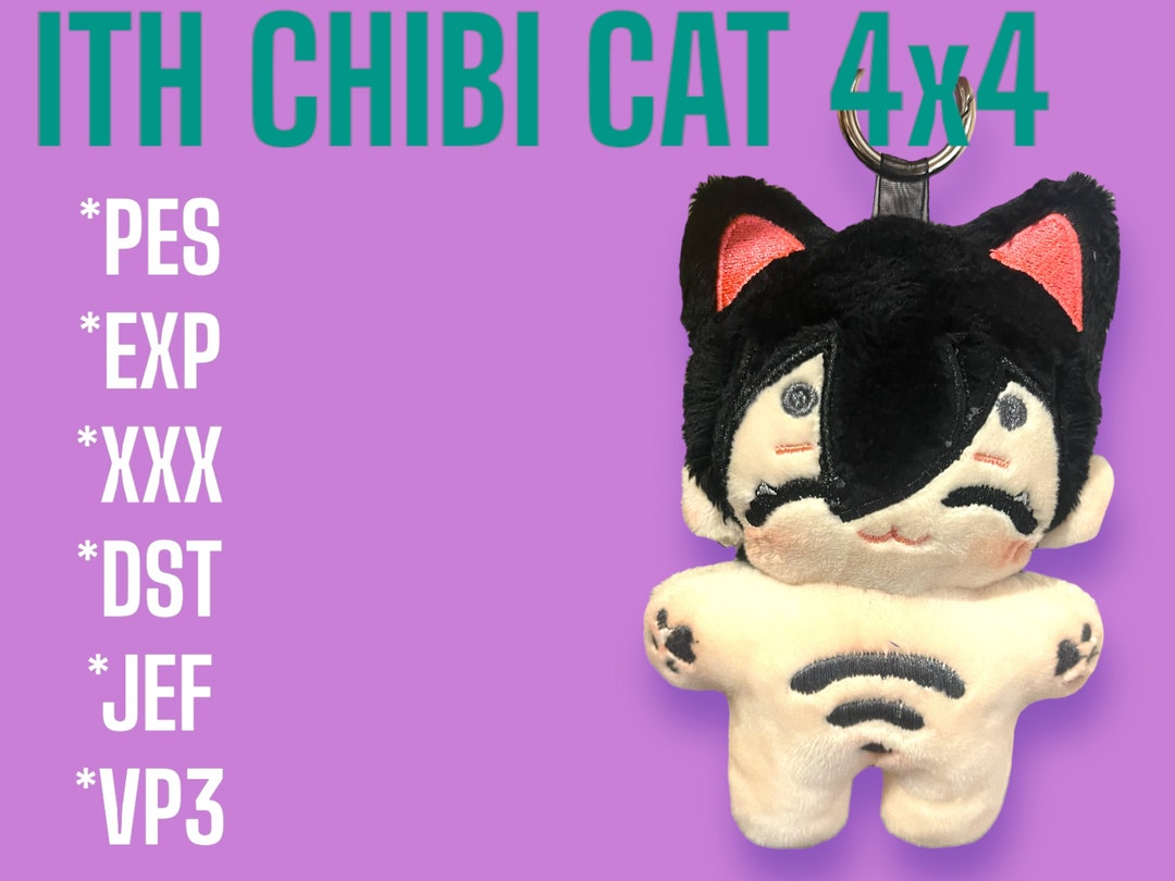 ITH Chibi Cat Pattern Plush in the Hoop Pattern for Chibi Cat Plush in ...