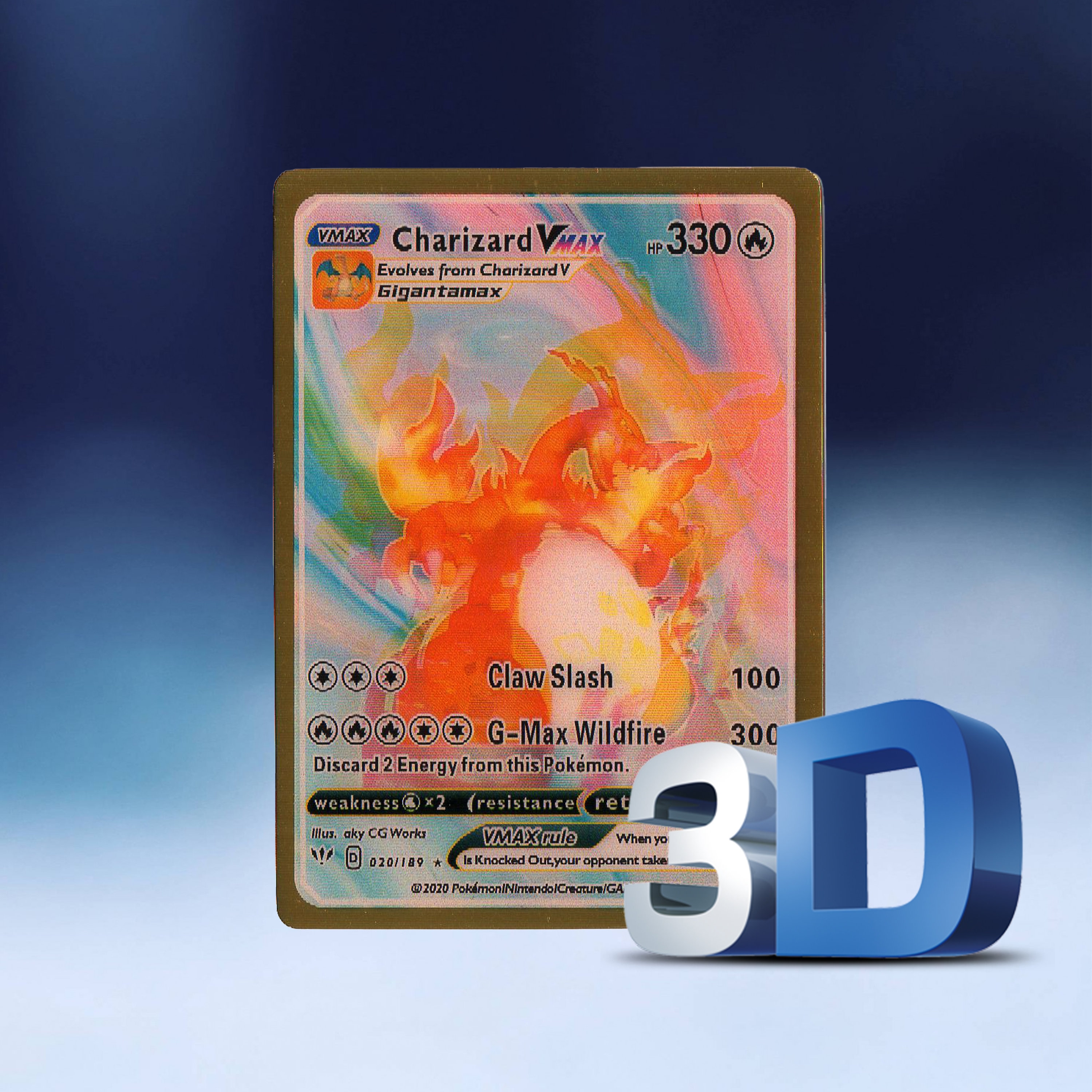 Charizard DX 3D Gold HP 330 Pokemon-inspired Card - Etsy