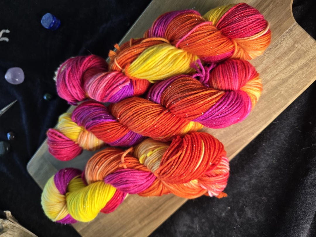 Hand-dyed Full Moon Yarn - Strawberry Moon 2025 "phases" - DK Merino ...