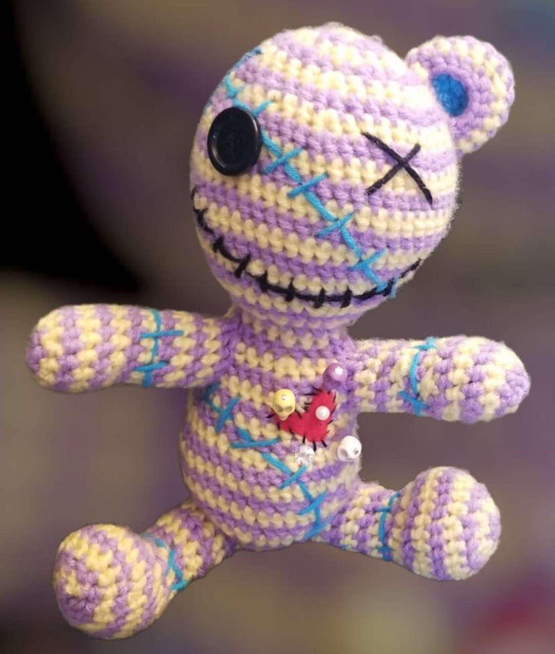 Spiral Voodoo Horror Bear With Missing Ear in Customizable Colors - Etsy