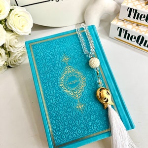Book Size Light Blue Leather Quran Gift, Ramadan Quran, Uthmani Quran ...