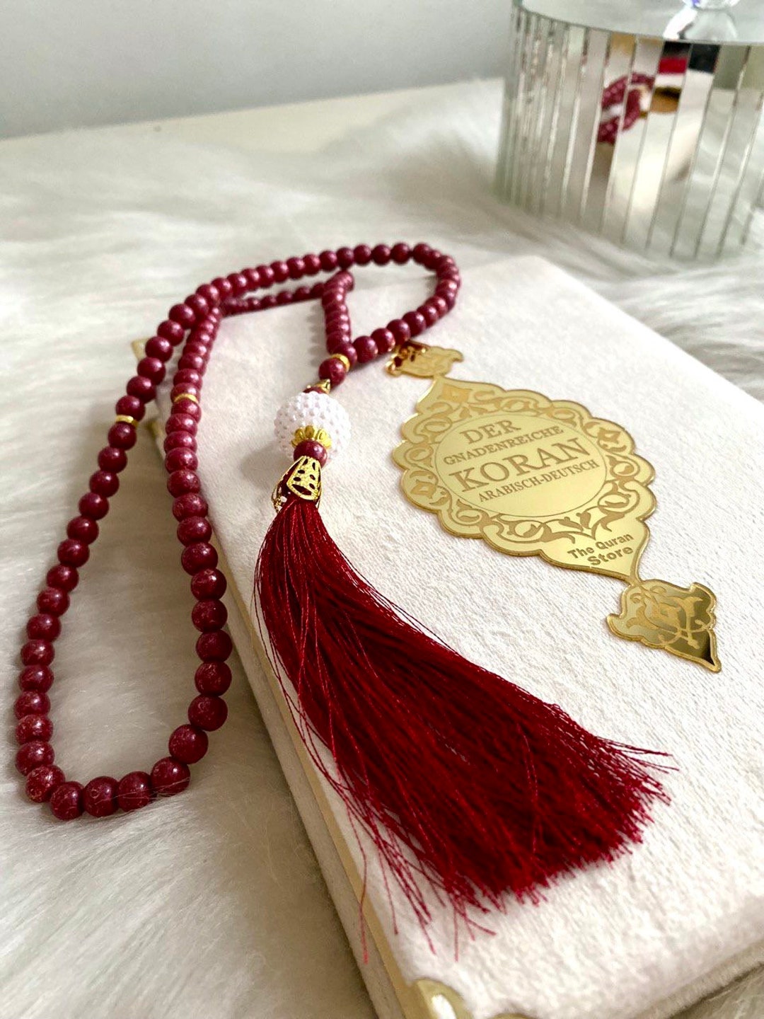 White German Quran, Muslim Ramadan Gift, Deutch Velvet Mirror Gold ...