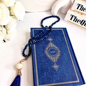 Royal Blue Leather Quran Gift Box Set, Ramadan Quran Gift, Navy Blue ...