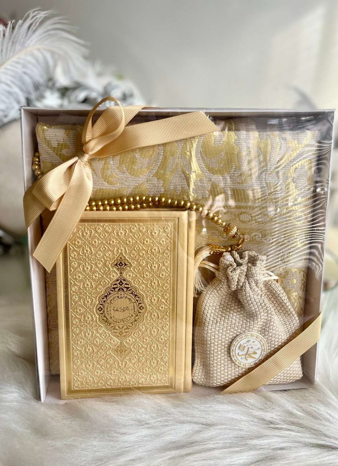Gold Prayer Rug Gold Tasbih Gold Quran, Ramadan Gift Set, Ramadan ...