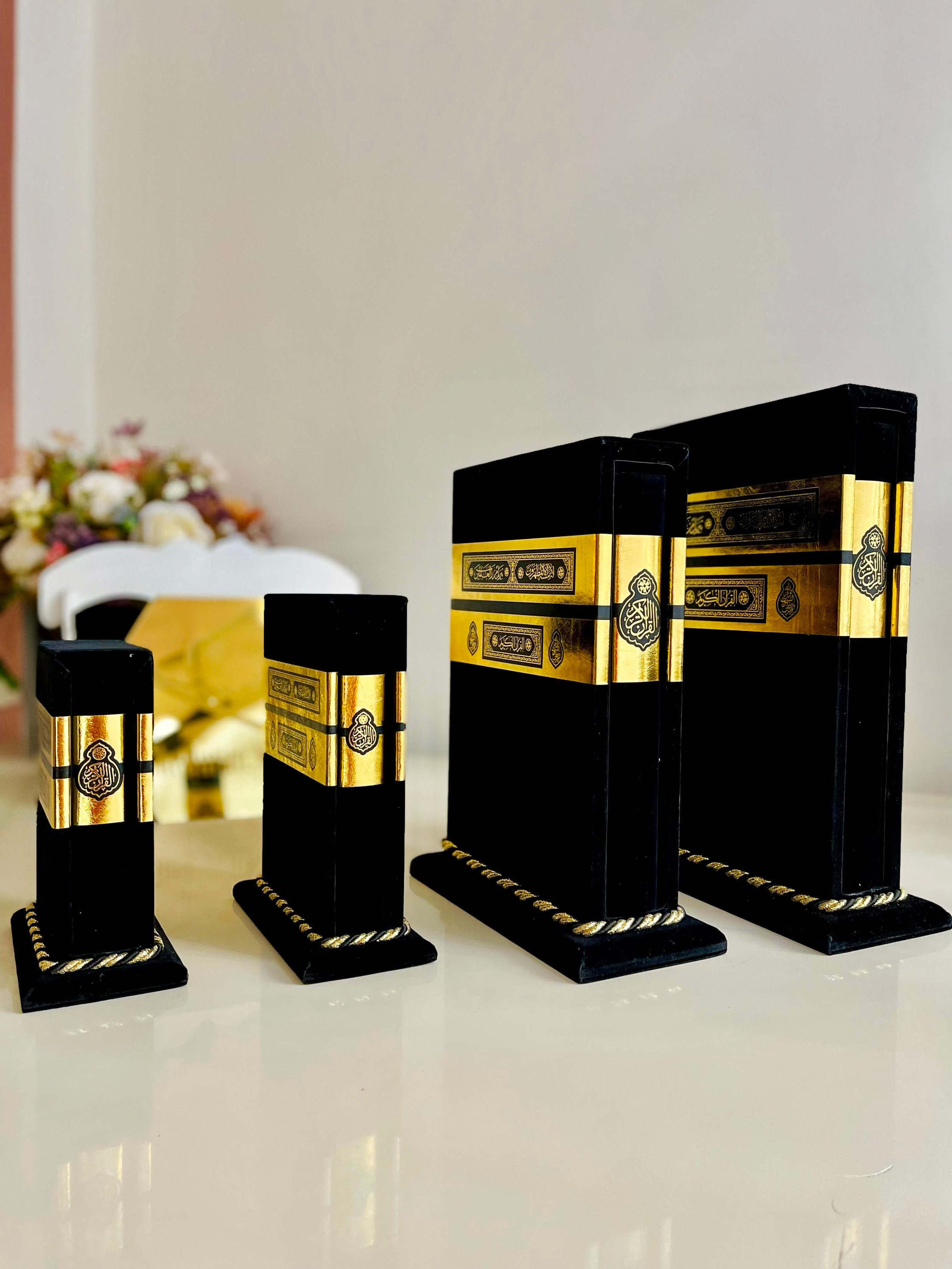 Kaaba Design Quran Velvet Embossed and Quran Box, Ramadan Quran Gift ...