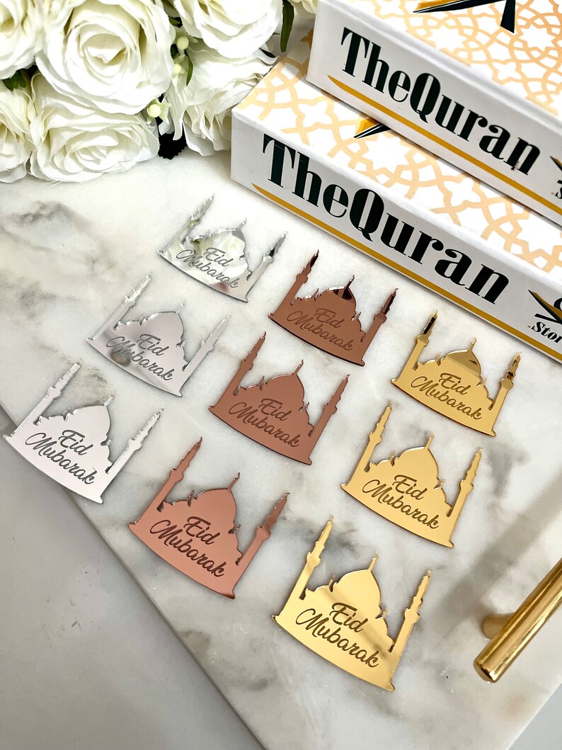 Eid Mubarak Tag Bundle, Ramadan Mubarak Favors Mirror Tag, Mosque Tag ...