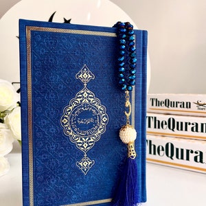 Royal Blue Leather Quran Gift Box Set, Ramadan Quran Gift, Navy Blue ...