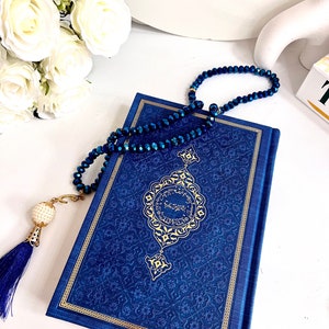 Royal Blue Leather Quran Gift Box Set, Ramadan Quran Gift, Navy Blue ...