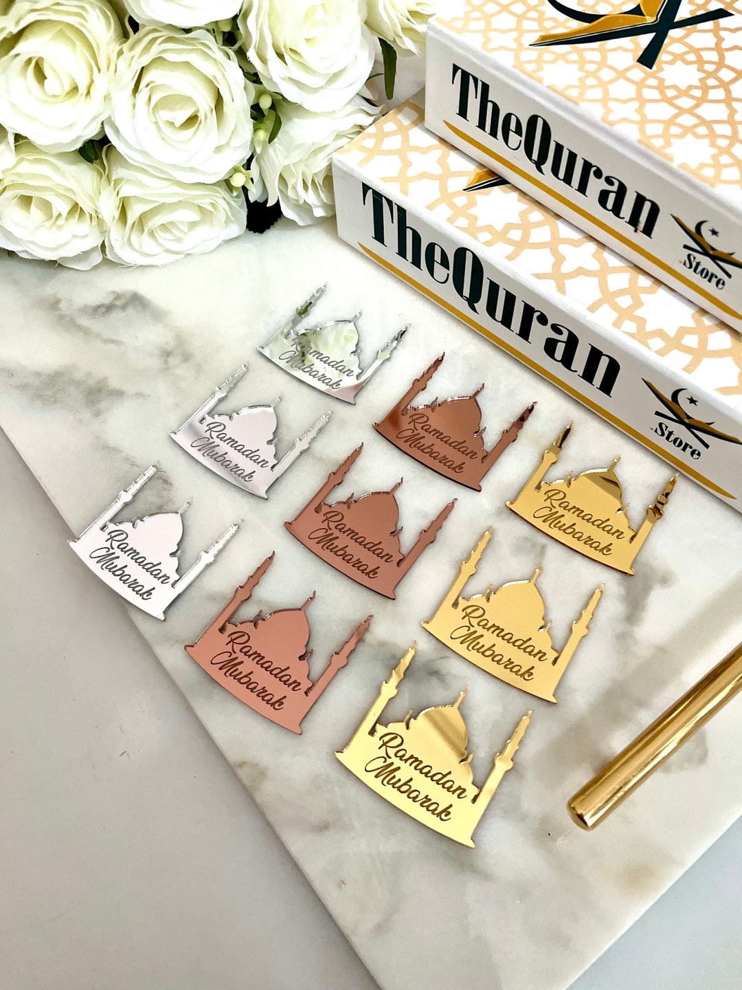 Eid Mubarak Tag Bundle, Ramadan Mubarak Favors Mirror Tag, Mosque Tag ...