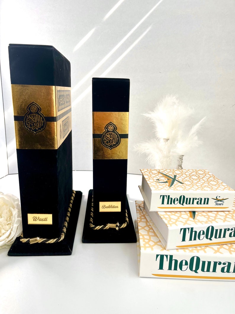 Custom Black Quran, Kaaba Design Velvet Quran Box, Quran Gift, Muslim ...