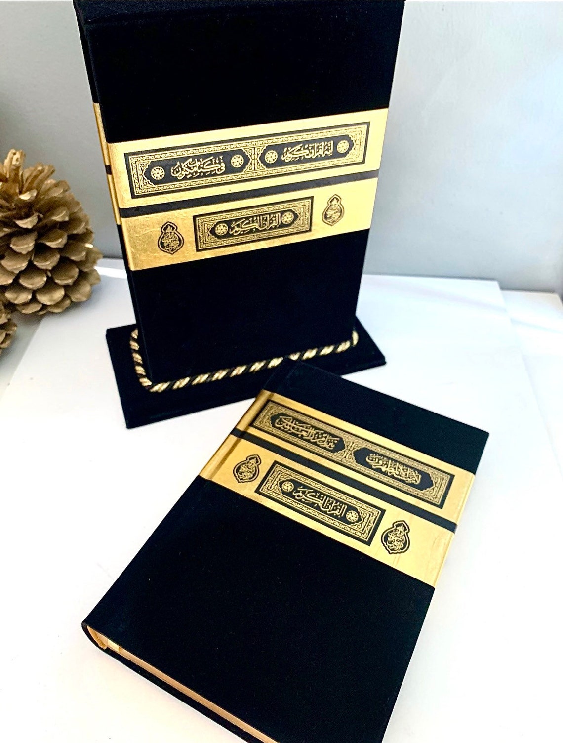 Kaaba Design Quran Velvet Embossed and Quran Box, Ramadan Quran Gift ...