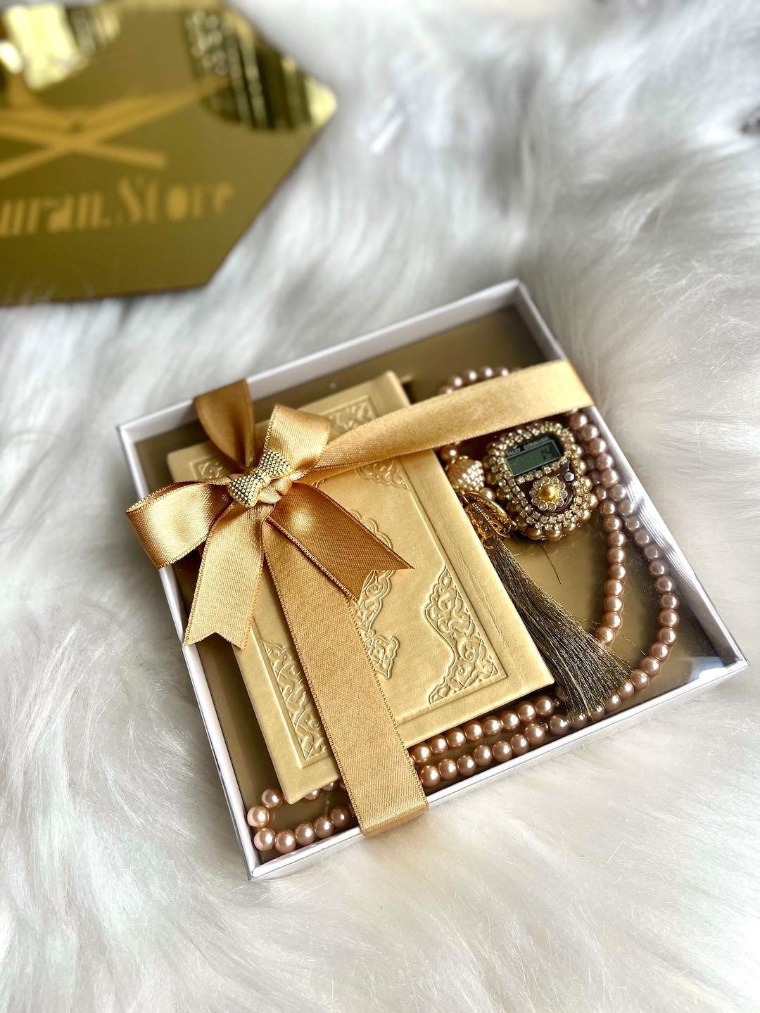 Gold Islamic Gift Set Quran Tasbih, Ramadan Gift, Digital Tasbih ...