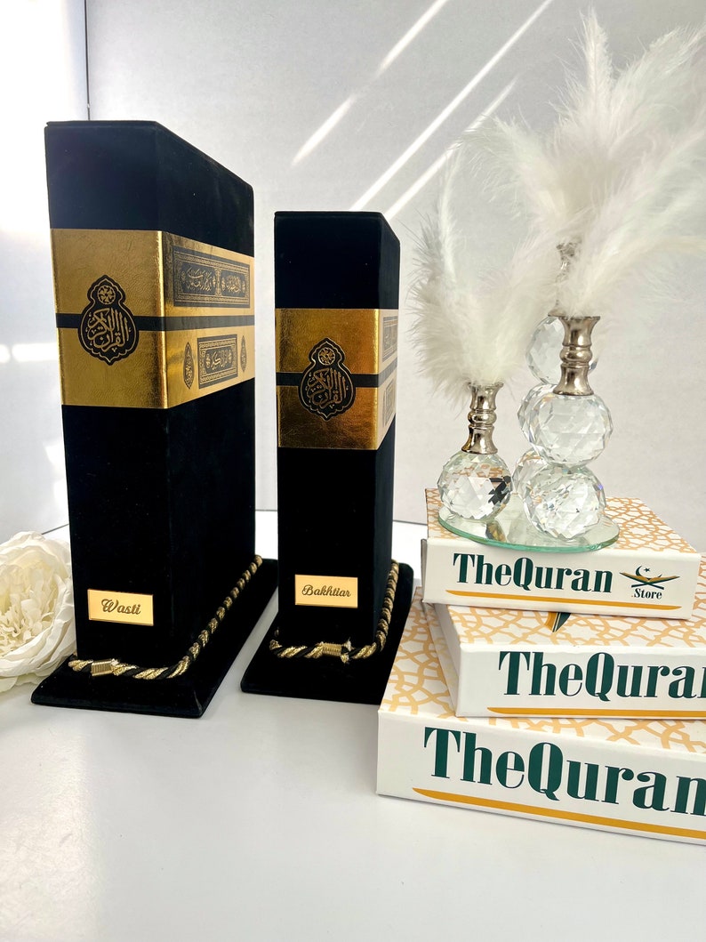 Custom Black Quran, Kaaba Design Velvet Quran Box, Quran Gift, Muslim ...
