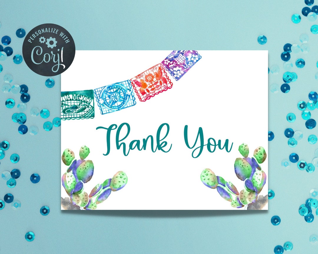 INSTANT Download Fiesta Thank You Card Editable Template - Etsy