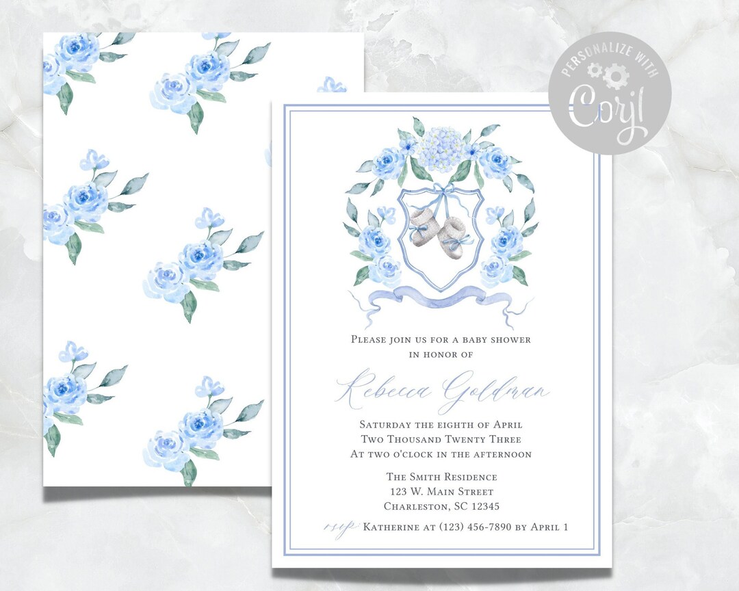 Editable Baby Shower Invitation Suite, Baby Boy, Diaper Raffle, Books ...