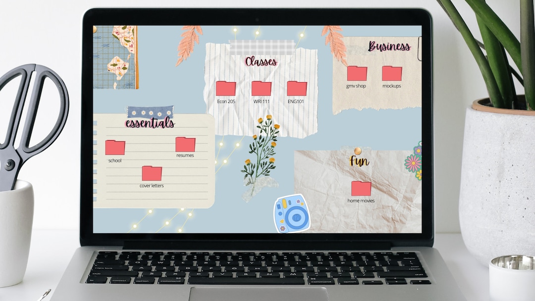 Cute Pastel Desktop Organizer Wallpaper - Etsy