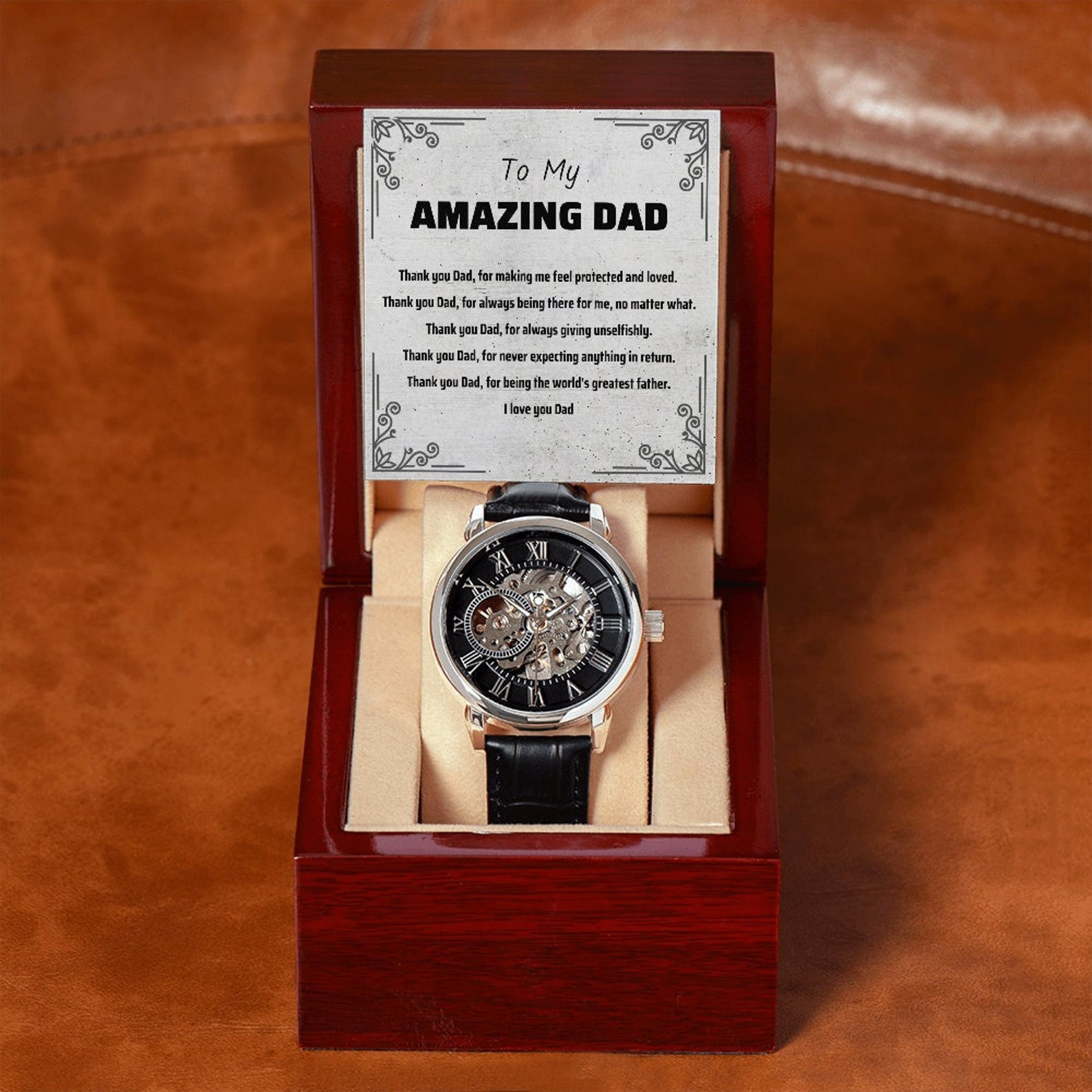 To My Amazing Dad Father's Day Skeleton Watch and Touching Message Card ...