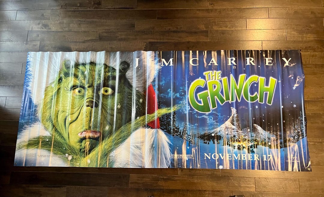 Grinch 2000 Jim Carrey Authentic Theater 4×8 Double-sided Vinyl Banner ...