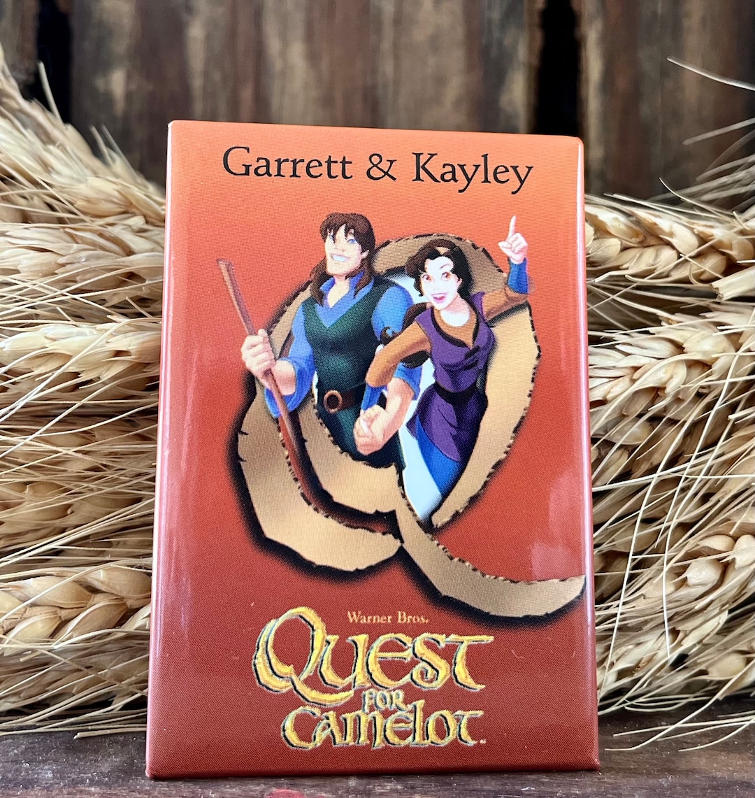 1998 Quest for Camelot garrett & Kayley Pin Back Button Authentic Movie ...
