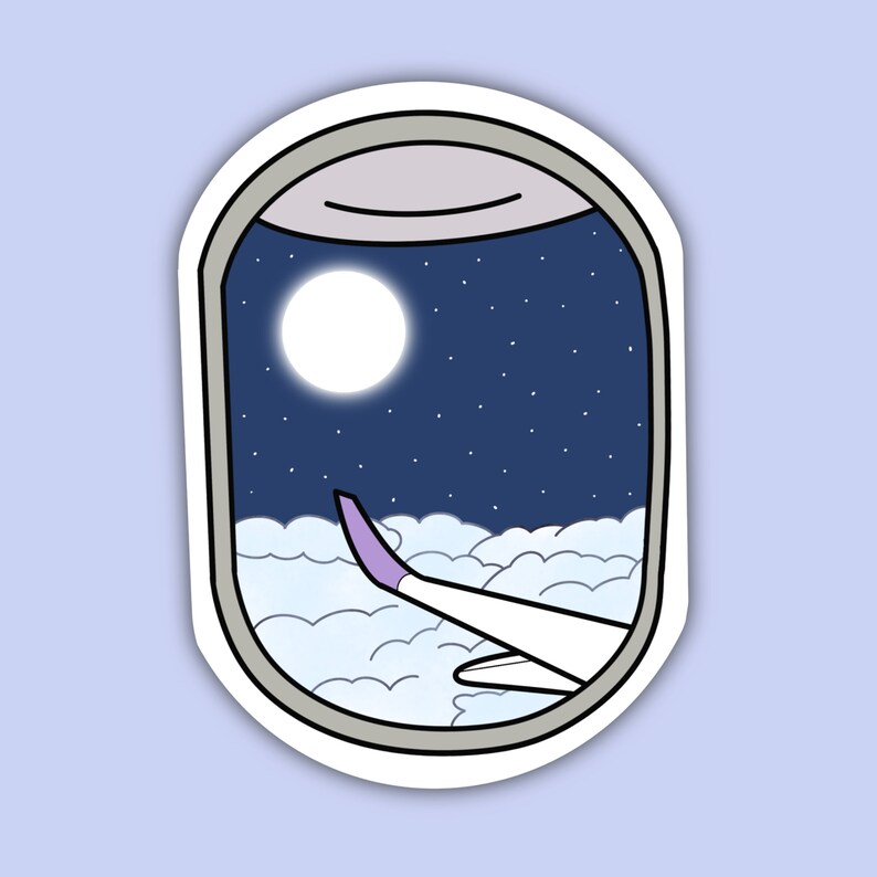 Airplane Window Glossy Vinyl Sticker Night Sky | Etsy