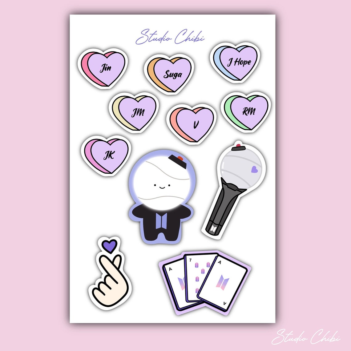 BTS Sticker Sheet BTS ARMY Essential Starter Sticker Sheet - Etsy