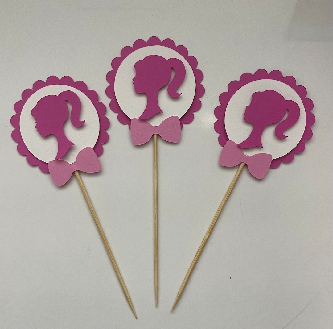 Barbie, Cupcake Topper, Pink Topper 6 Pieces - Etsy