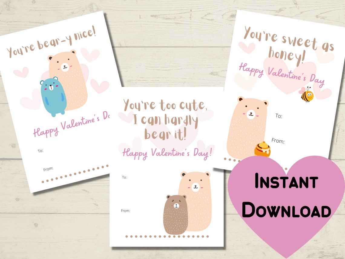 Printable Valentine's Day Cards, Bear Printable Valentine's ...