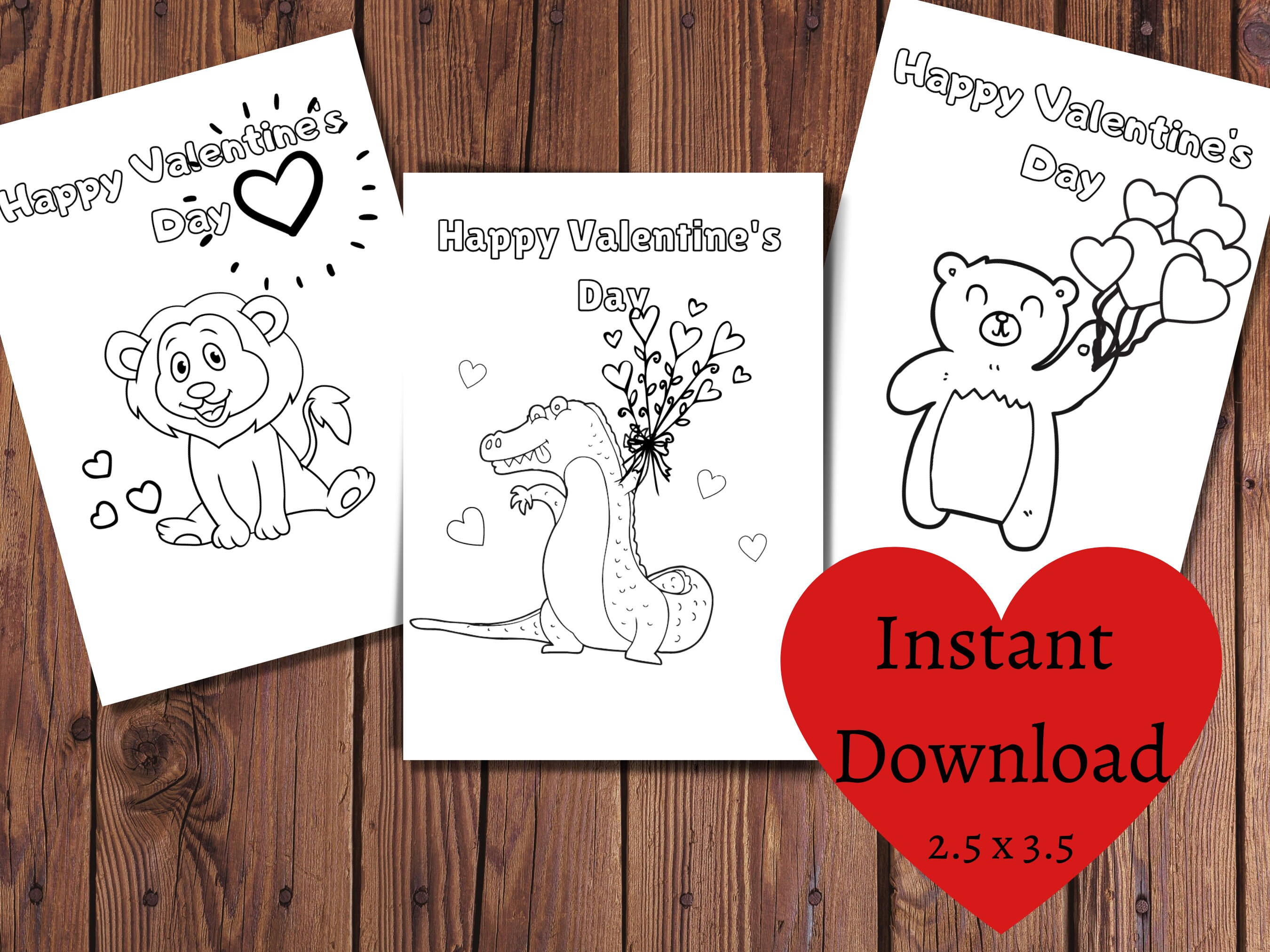 Coloring Valentine's Day Cards Printable Kids Coloring Valentine Cards ...
