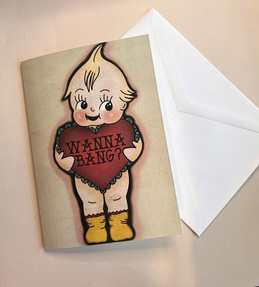Funny Kewpie Anniversary Card American Traditional Tattoo - Etsy