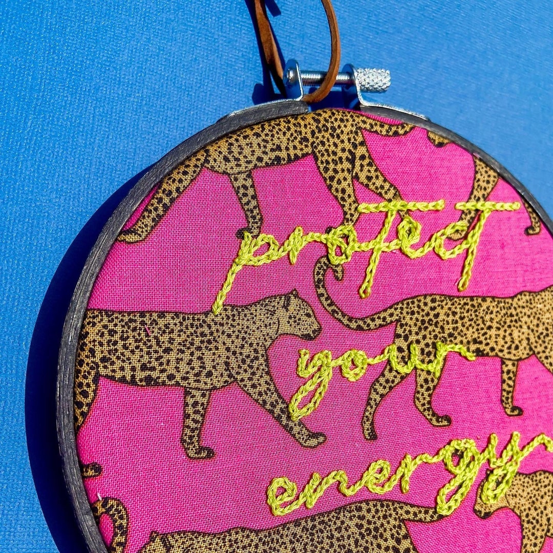 Leopard 'protect Your Energy' Embroidered Art made to Order Butterfly ...