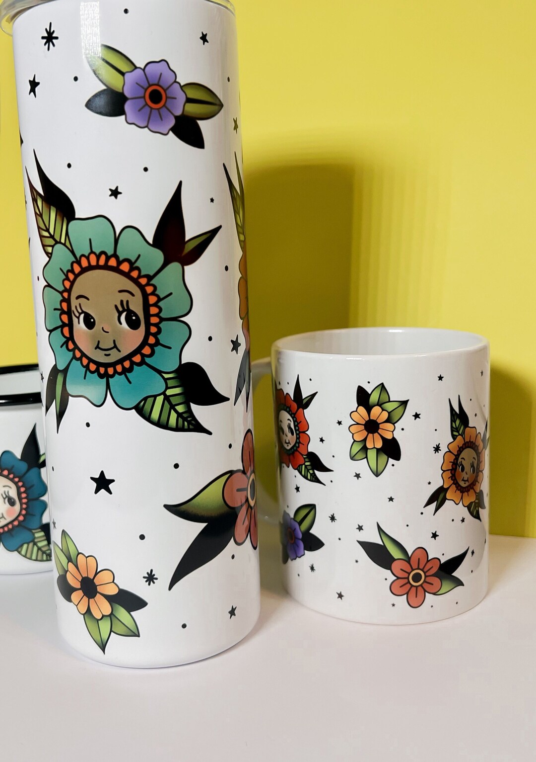 Kewpie Floral Tumbler 20oz Insulated Coffee Mug With Kewpie Dolls ...