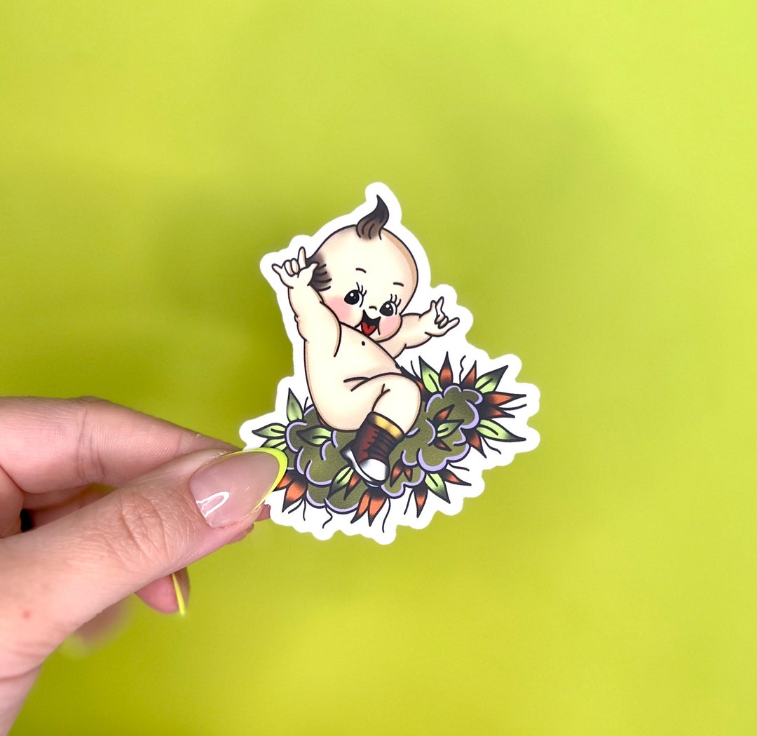 420 Kewpie Sticker | American Traditional Sticker | Kewpie Doll Flower ...