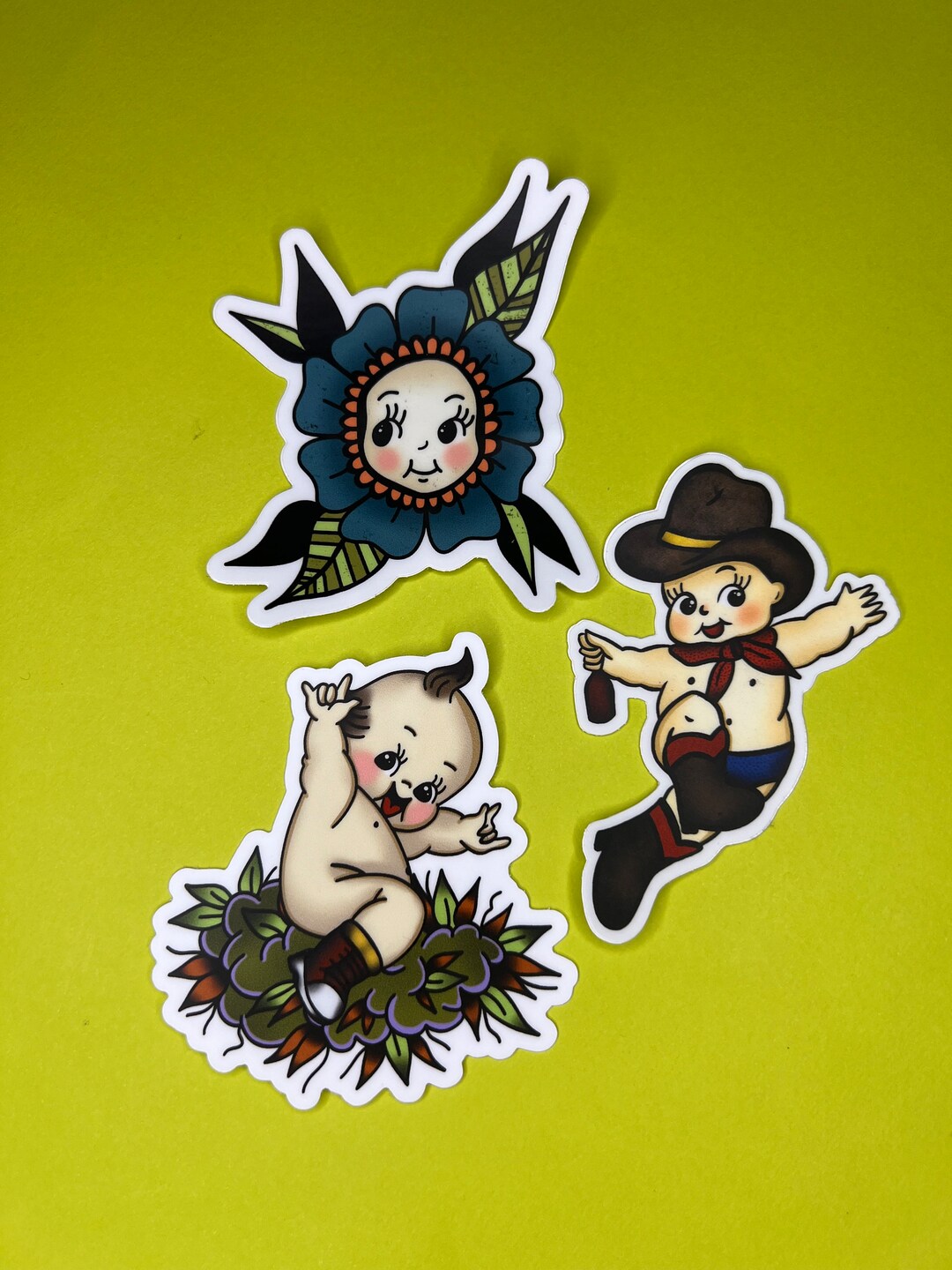 Kewpie Sticker Pack American Traditional Sticker Kewpie Doll Flower ...