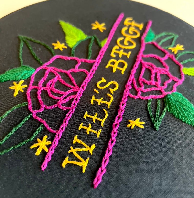 PERSONALIZED American Traditional Rose Embroidered Hoop - Etsy