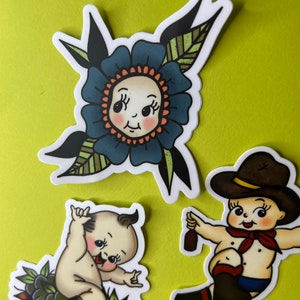 Kewpie Sticker Pack American Traditional Sticker Kewpie Doll Flower ...