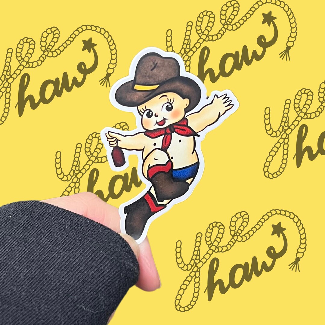 Kewpie Cowboy Sticker | American Traditional Sticker | Western Matte ...